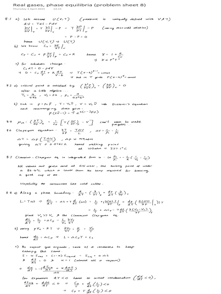 Real Gases, Phase Equilibria | PDF