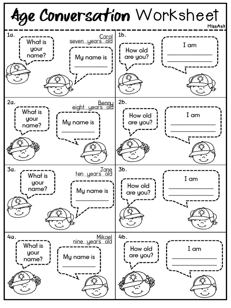 Age Conversation Worksheet for Kids | PDF