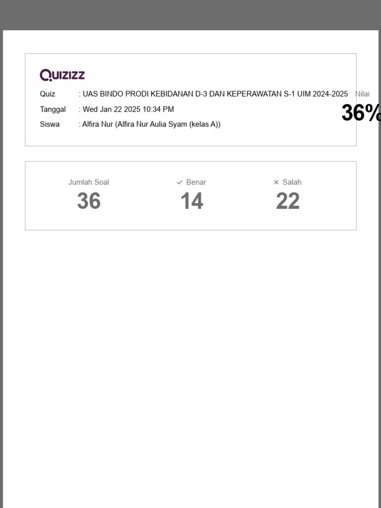 Uas Bindo Prodi Keperawatan S-1 Uim 2024-2025 Alfira Nur Aulia Syam (Kelas a) Summary | PDF