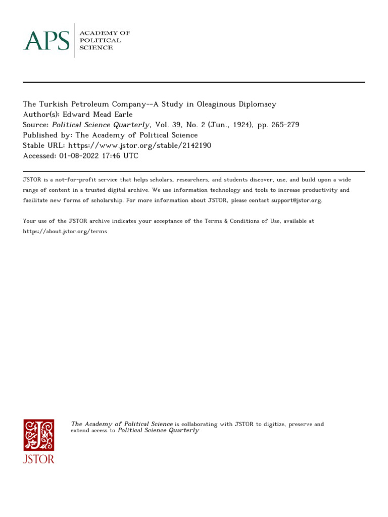Turkish Petroleum Company Diplomacy | PDF