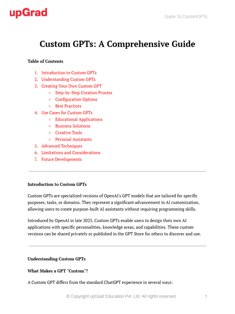 Custom GPTs - A Comprehensive Guide | PDF | Information | Artificial Intelligence