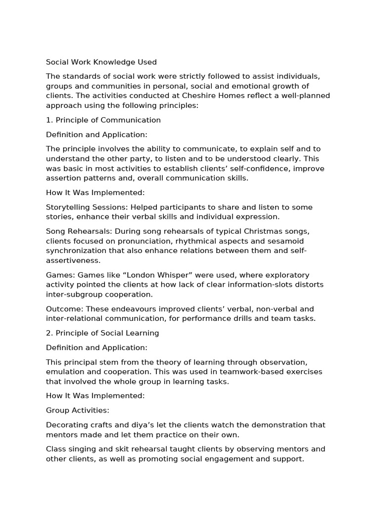 Social Work Principles in Client Development | PDF | Communication | Skill