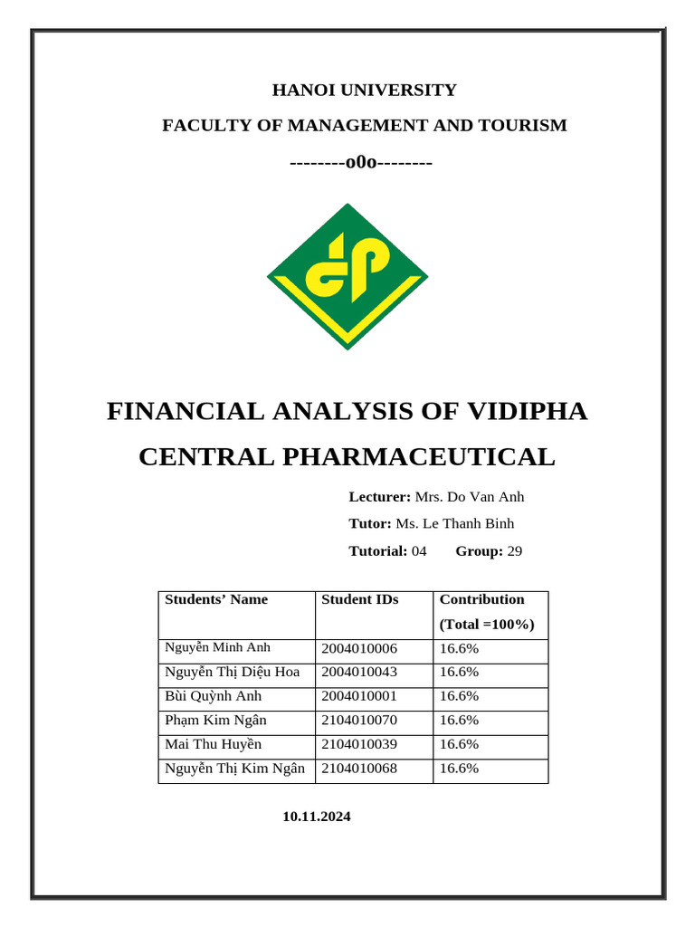 Vdp - Group 29- Tutorial 4 | PDF | Working Capital | Supply Chain
