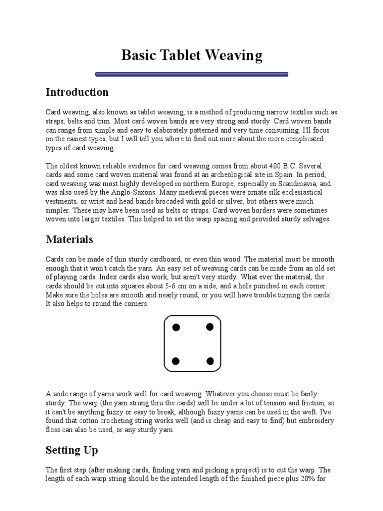 Basic Tablet Weaving | PDF | Weaving | Textiles