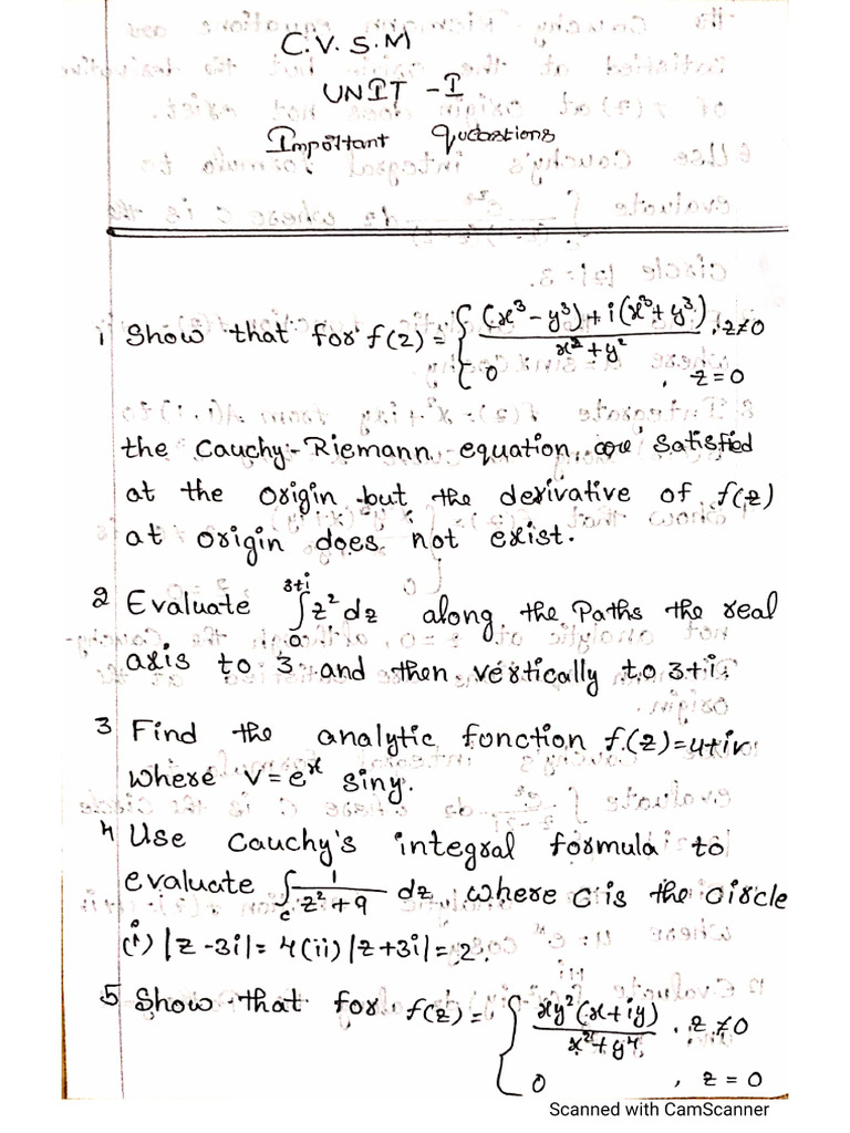 CVSM Unit 1, Unit - 2, Unit - 3. Important Questions | PDF