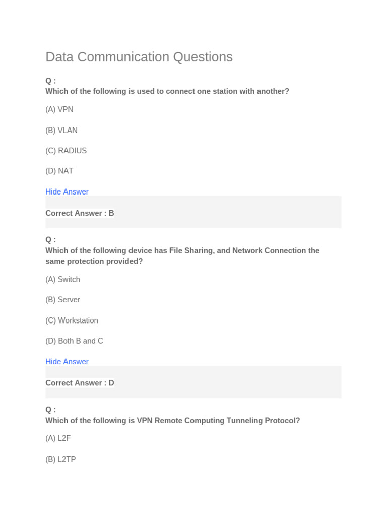 Data Communication Questions | PDF | Proxy Server | Firewall (Computing)