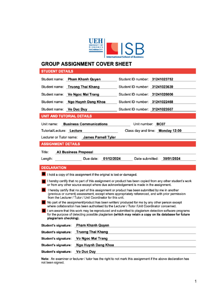 _A3 Proposal_Team 8_Truong Thai Khang_BC-50-7 (1) | PDF | Communication | Learning