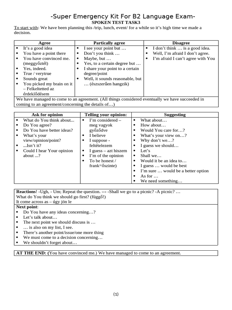 Super Emergency Kit For B2 Language Exam | PDF | Syntax | Language ...