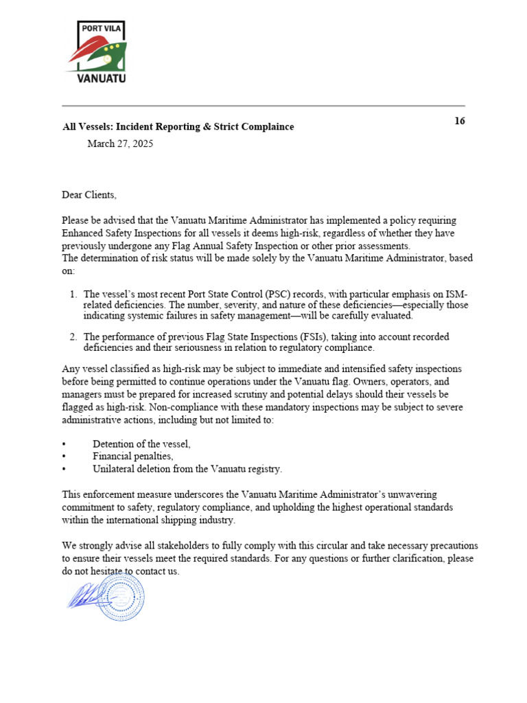 VLAS Circular 0016 - Enhanced Safety Inspections | PDF