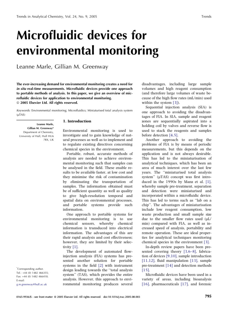 Microfluidic Devices For Environmental Monitoring | PDF | Microfluidics | Polymerase Chain Reaction