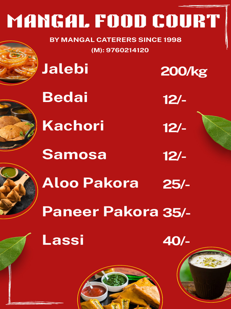 Mangal Food Court Menu & Prices | PDF