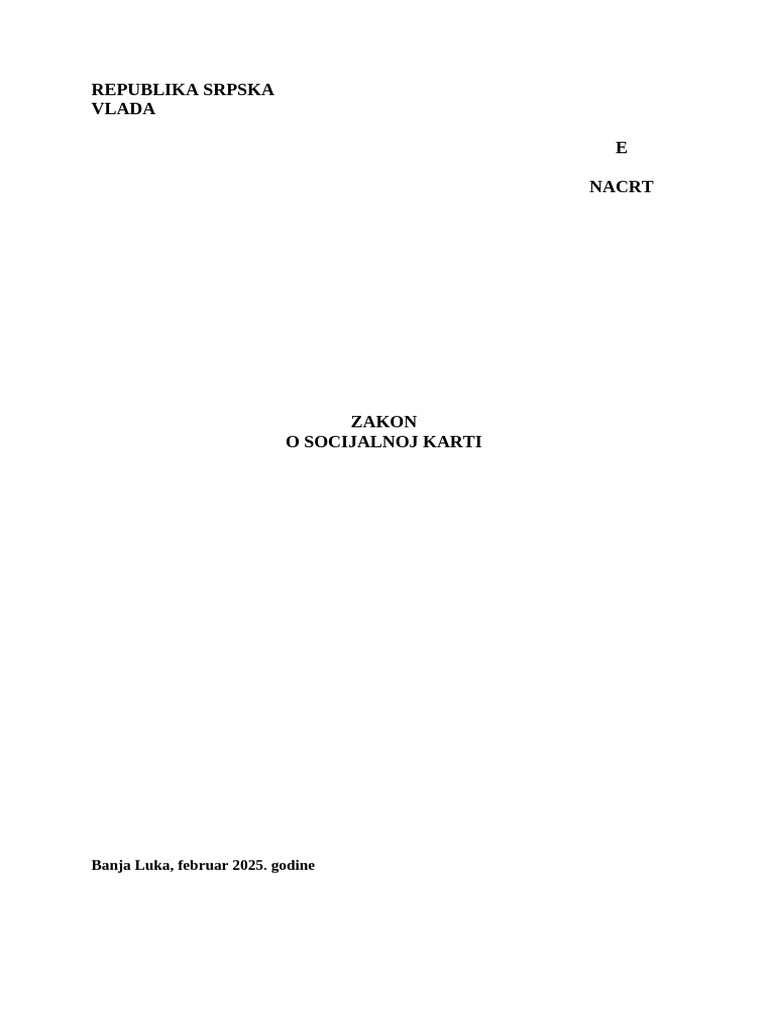 Nc Zak o Socijalnoj Karti | PDF