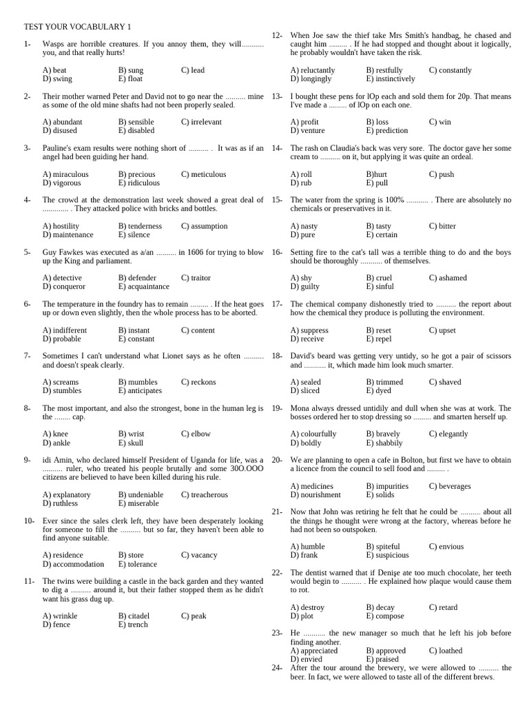 Test Your Vocabulary 1 | PDF