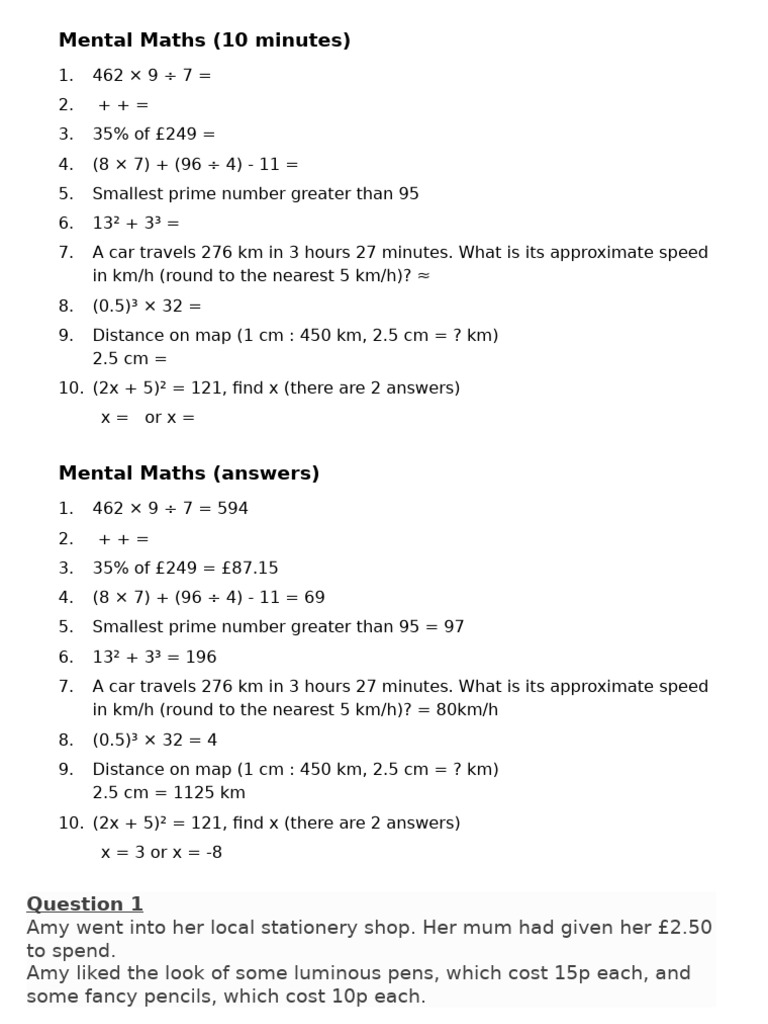 Y6 AIMS Maths Questions | PDF | Arithmetic | Mathematics