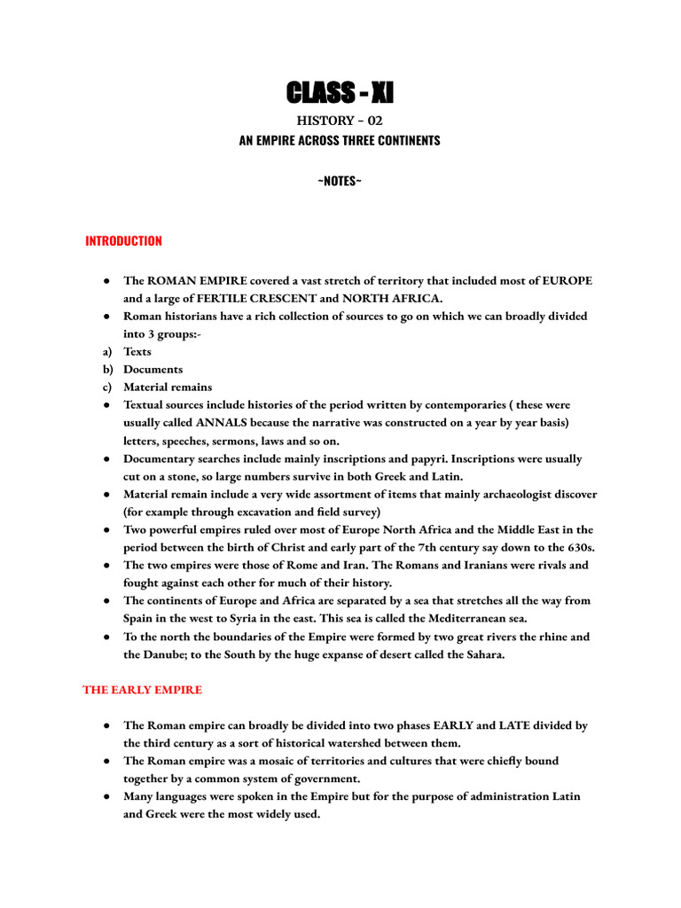Class XI Notes History-02 | PDF | Roman Empire