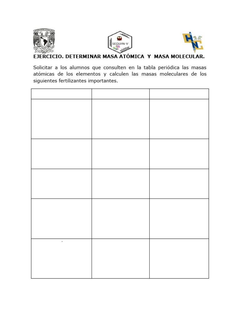 Ejer Masa Atom y Molecular | PDF