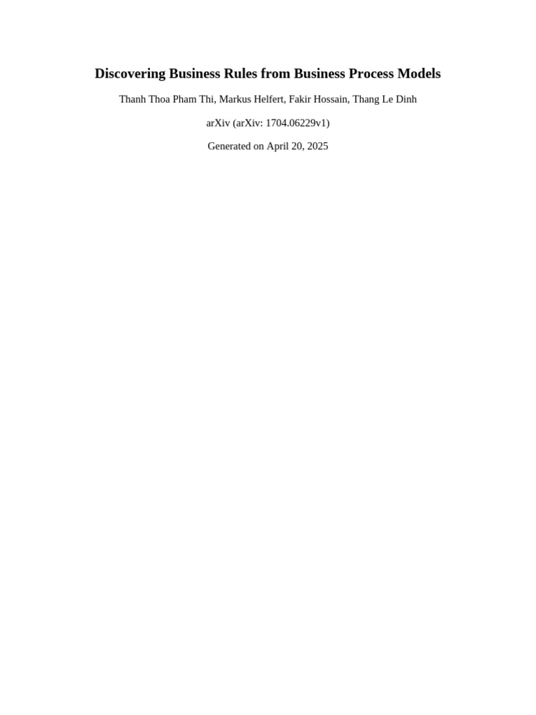 Discovering Business Rules From Business Process M | PDF | Logic ...