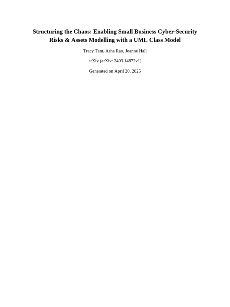 Structuring The Chaos Enabling Small Business Cyb | PDF | Computer Security | Security