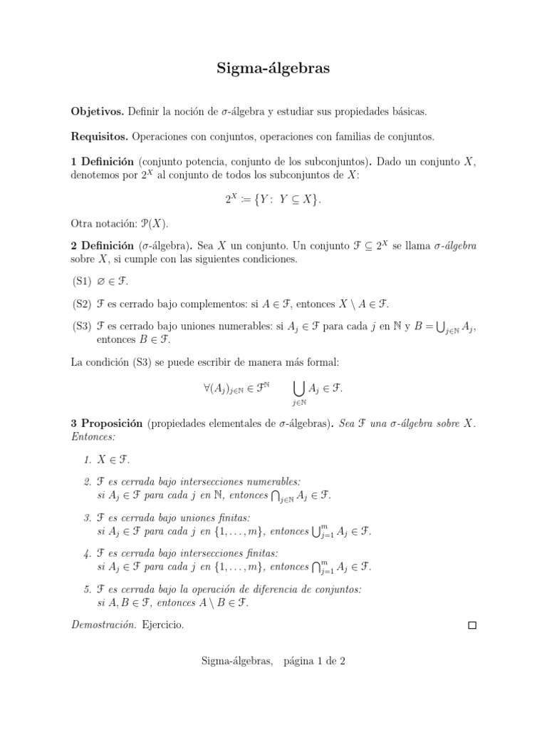 Sigma Algebras Es | PDF | Álgebra | Matemáticas