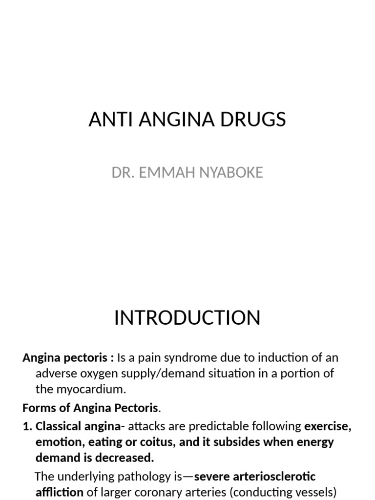 Anti Angina Mi Drugs | PDF | Coronary Circulation | Myocardial Infarction