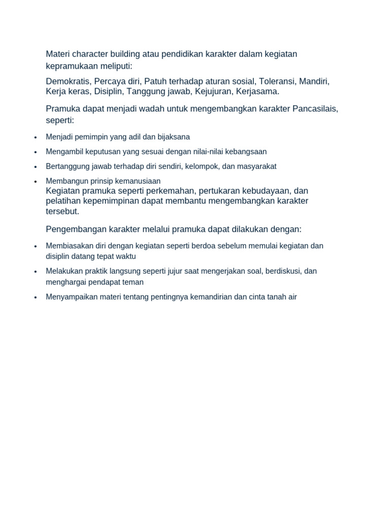 Materi Character Building Atau Pendidikan Karakter Dalam Kegiatan ...