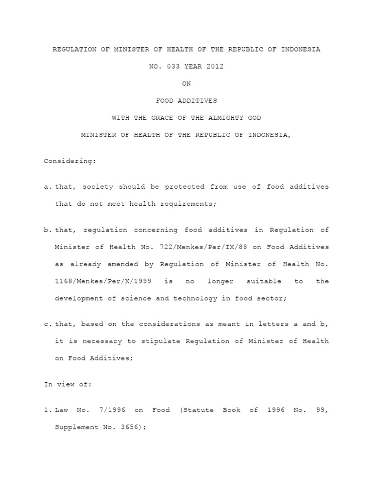 Regulation No. 033-12 Additive List | PDF | Sugar Substitute | Chemical ...