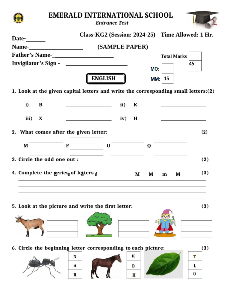 Class - KG2 - SET-A Sample Paper | PDF