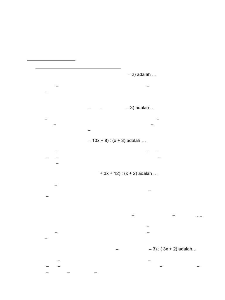 02-Latihan 01c-Operasi Pembagian Pada Polinomial (WWW - Defantri.com) | PDF