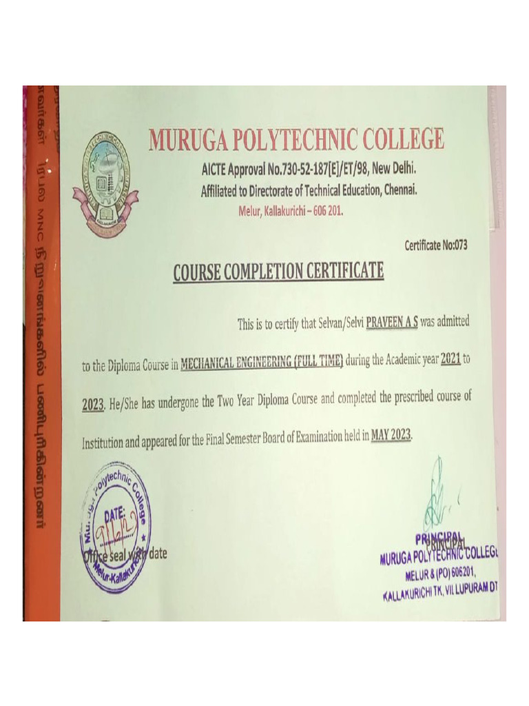 Course Completed Certificate | PDF