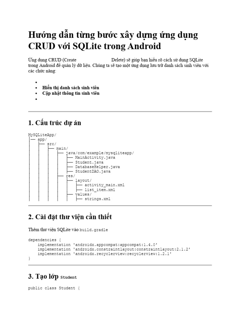 TH C Hành SQLite Và Room Database | PDF