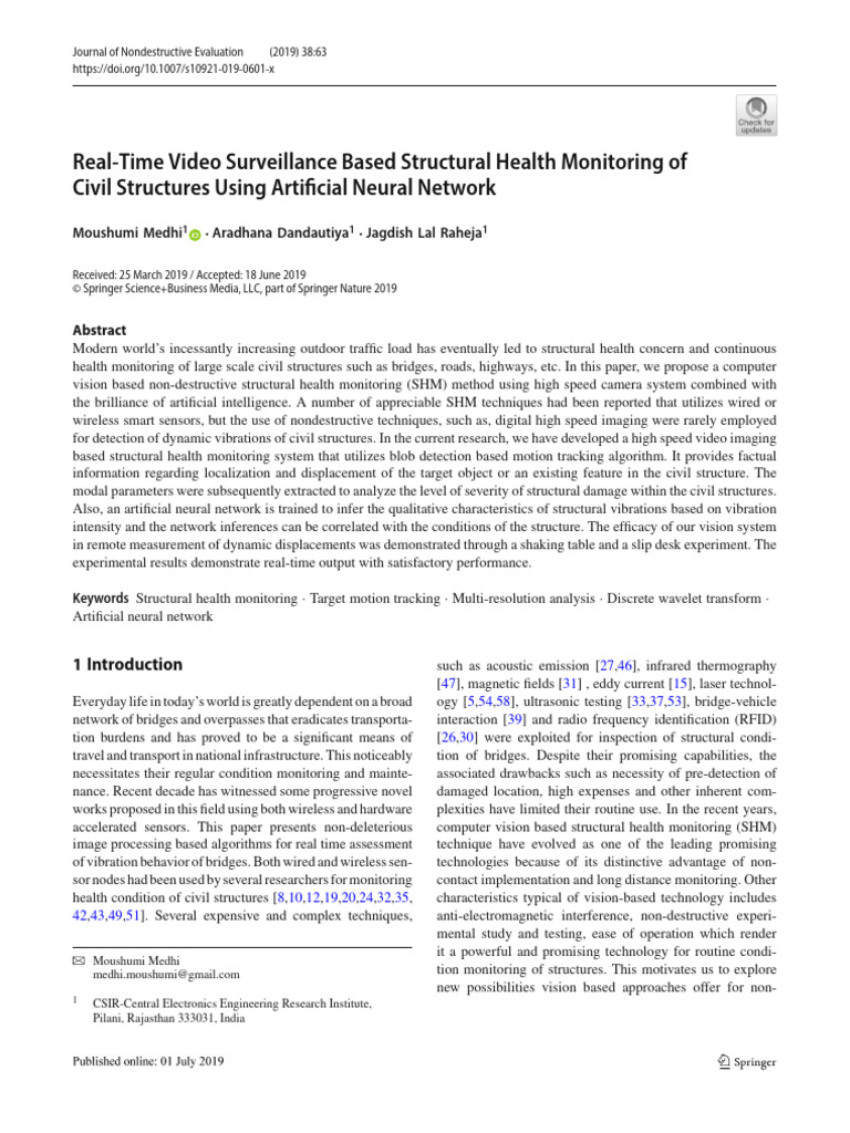 Real-Time Video Surveillance Based Structural Health Monitoring of Civil Structures Using ...