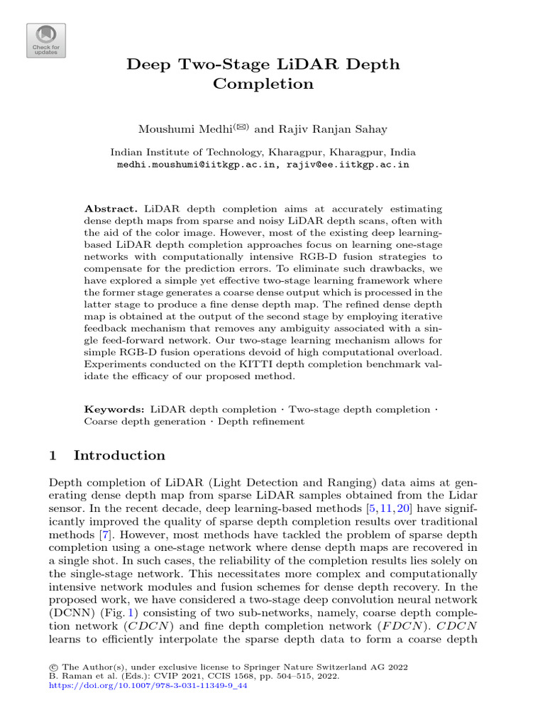 Deep Two-Stage LiDAR Depth | PDF | Applied Mathematics | Algorithms