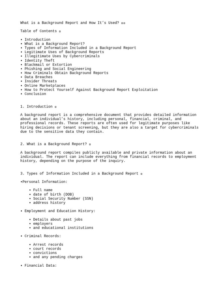 Understanding Background Reports | PDF | Background Check | Phishing
