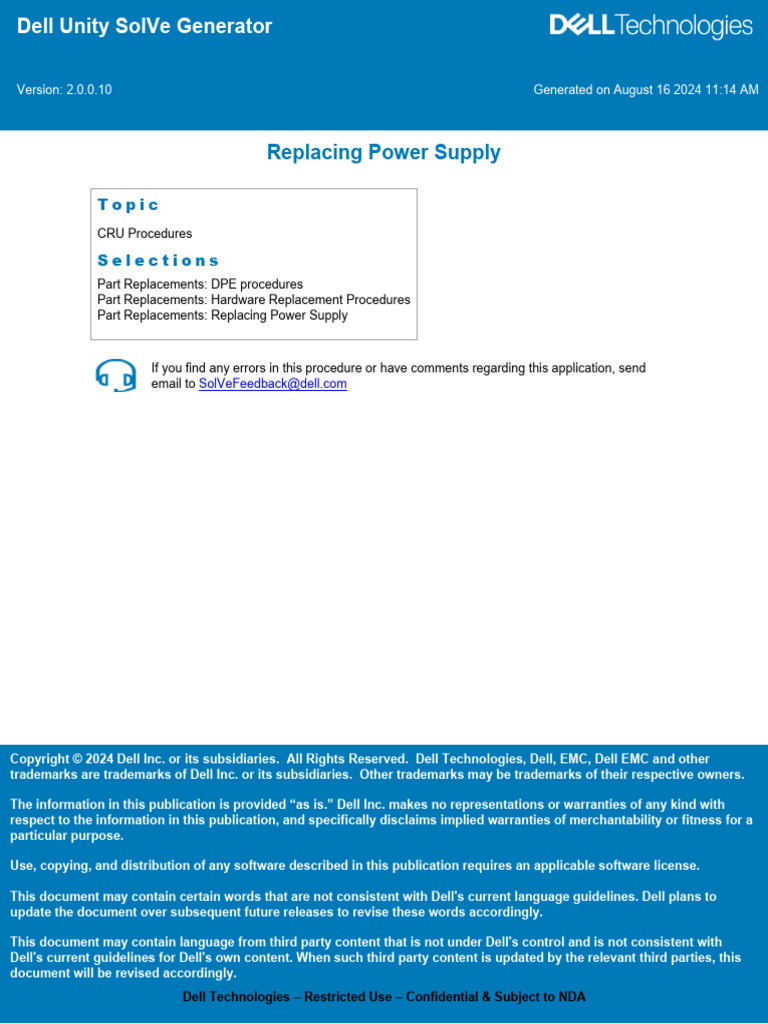 Dell Unity - CRU Procedures-Part Replacements - DPE Procedures-1 | PDF ...