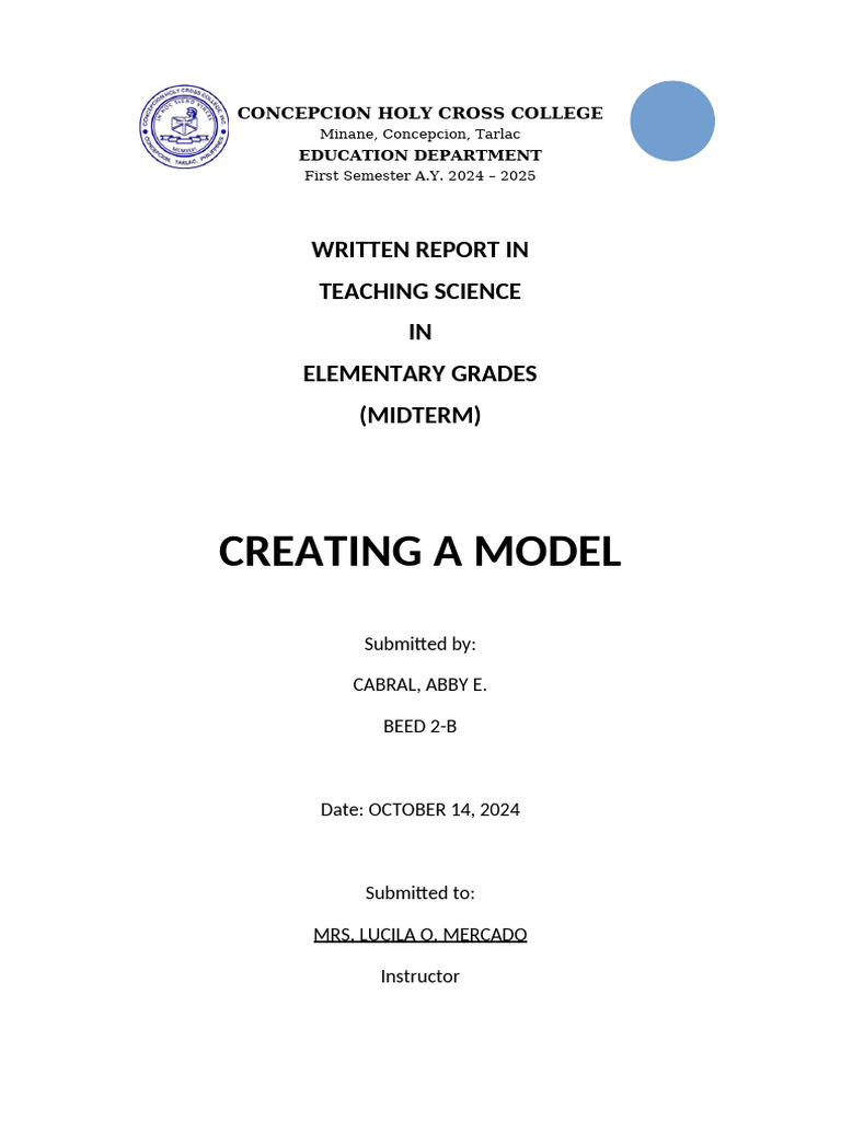 Sample Model Written Report | PDF | Matter | Gases