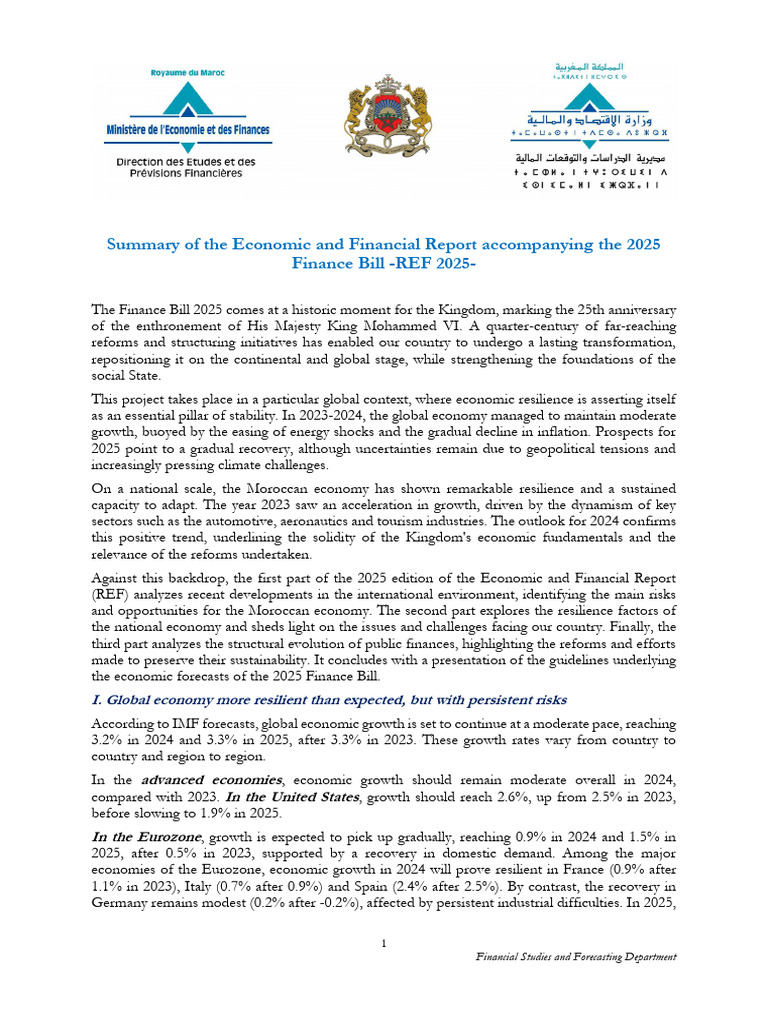 Summary of The Economic and Financial Report Accompanying The 2025 ...