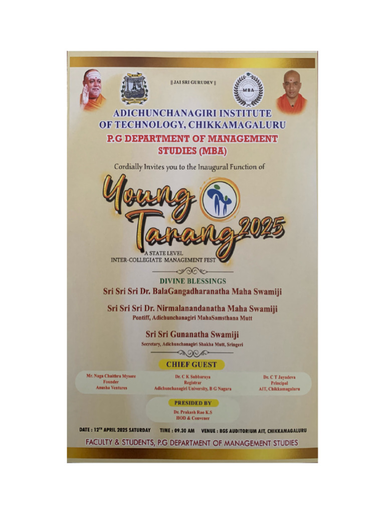 Invitation (Young Tarang 2025) | PDF
