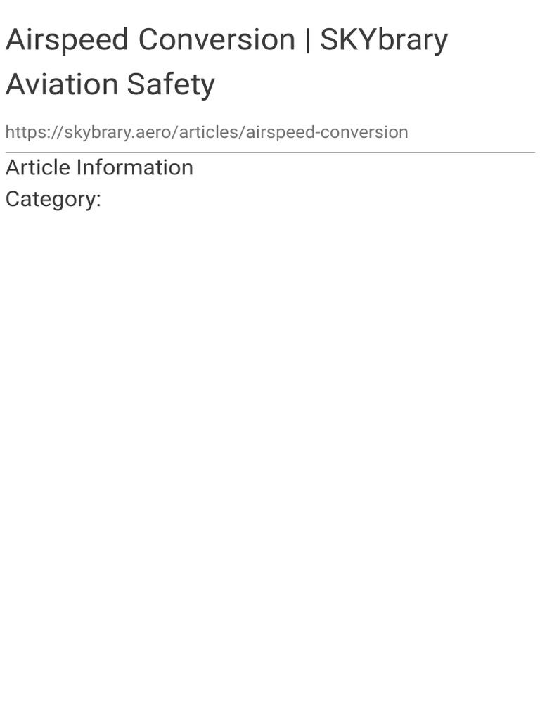 Airspeed Conversion SKYbrary Aviation Safety+.pd | PDF