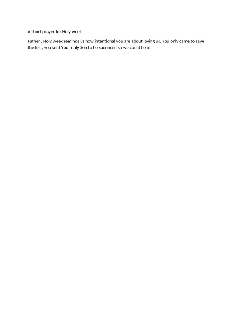 A Short Prayer For Holy Week | PDF