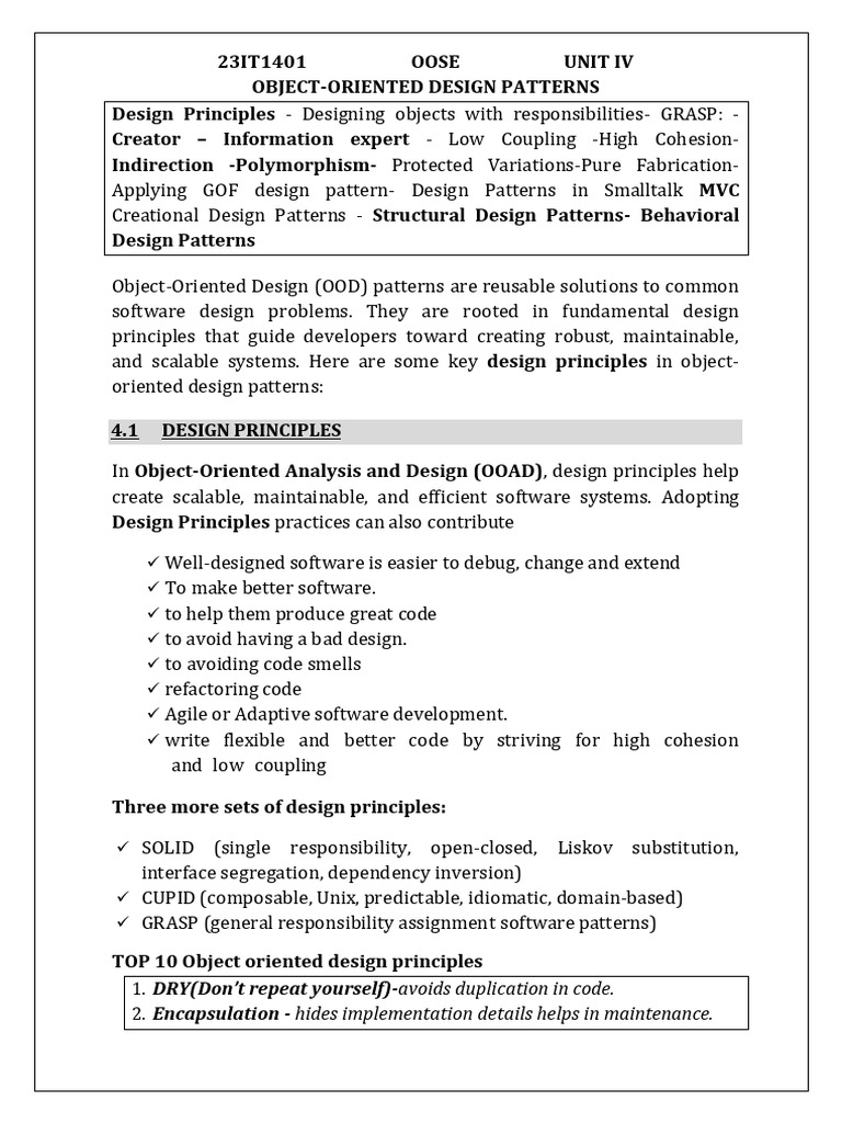 Oose Unit 4 | PDF | Class (Computer Programming) | Method (Computer ...