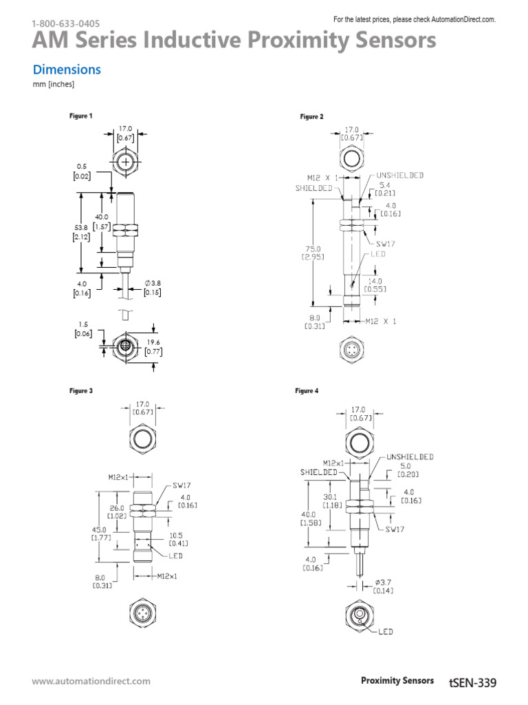 AM Series Inductive Proximity Sensors-Dimensions | PDF