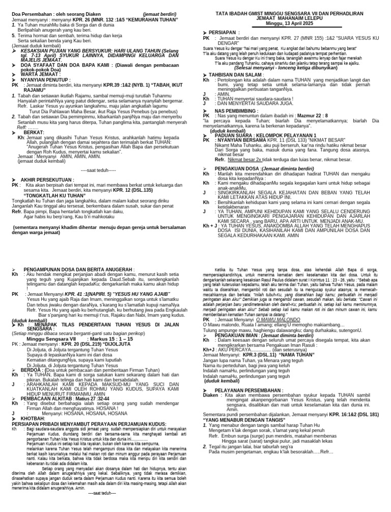 Tata Ibadah Minggu Sengsara Vii | PDF