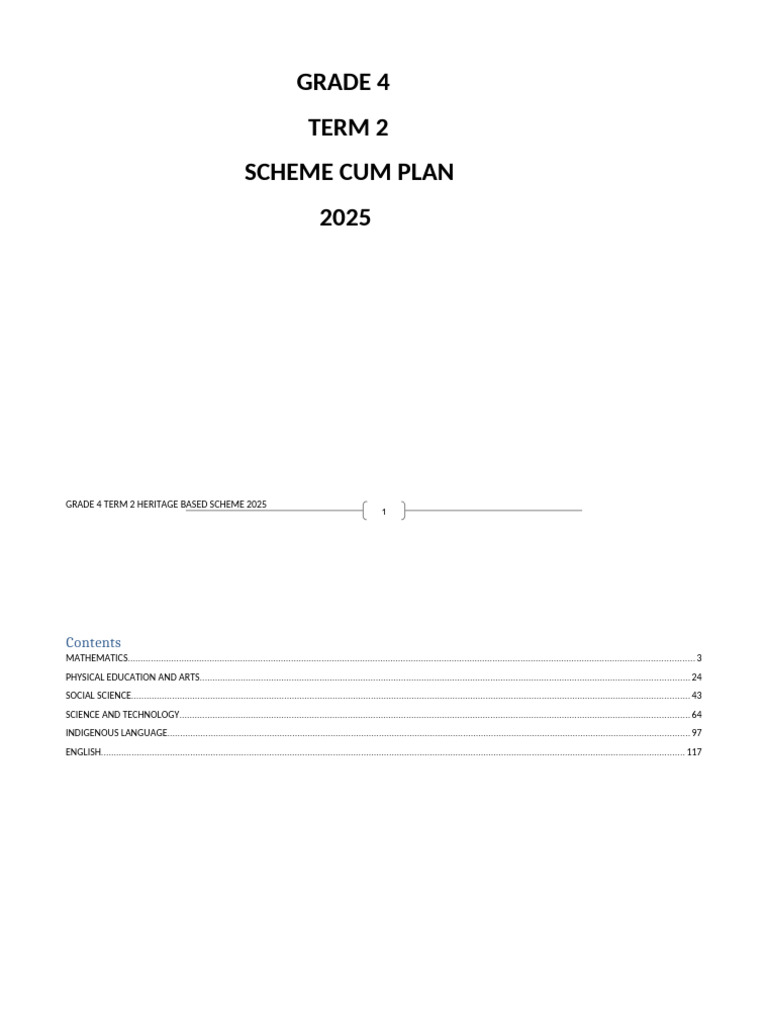 Grade 4 Term 2 Scheme Cum Plan 2025 | PDF | Decimal | Knowledge