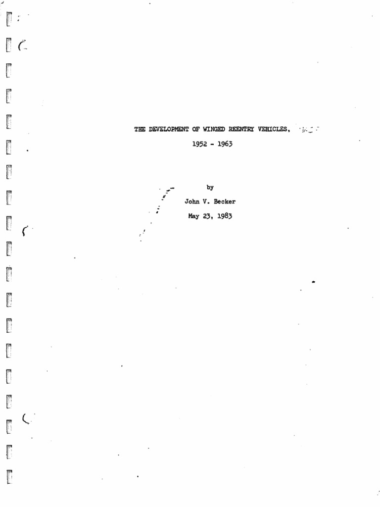 Development of Winged Reentry Vehicles 1952 - 1963 Becker1983 | PDF ...