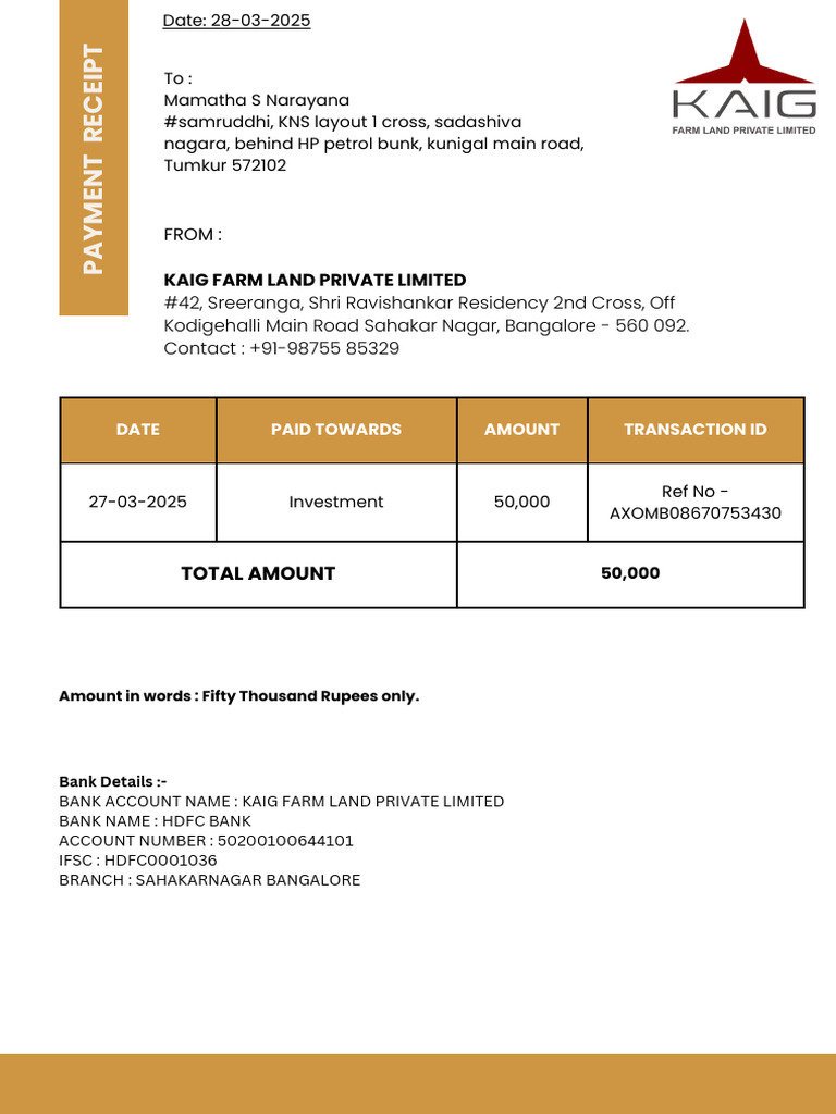 Kaig Farmland Invoice | PDF
