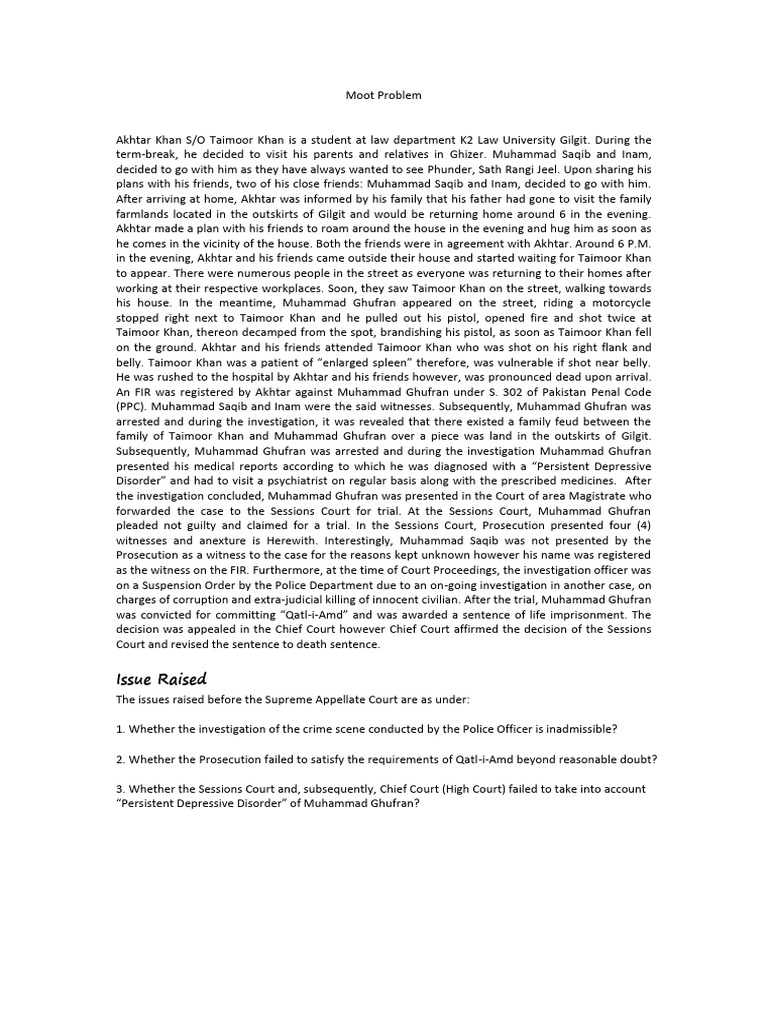 Moot Problem For The KLC-1 | PDF | Prosecutor | Witness