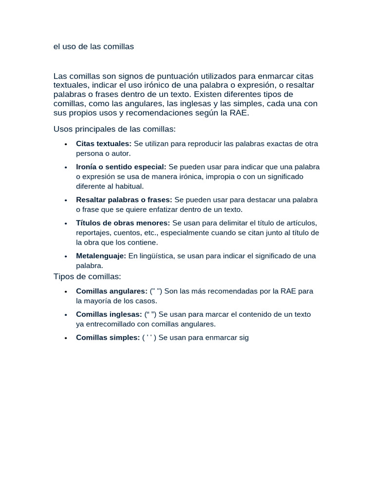 el uso de las comillas | PDF