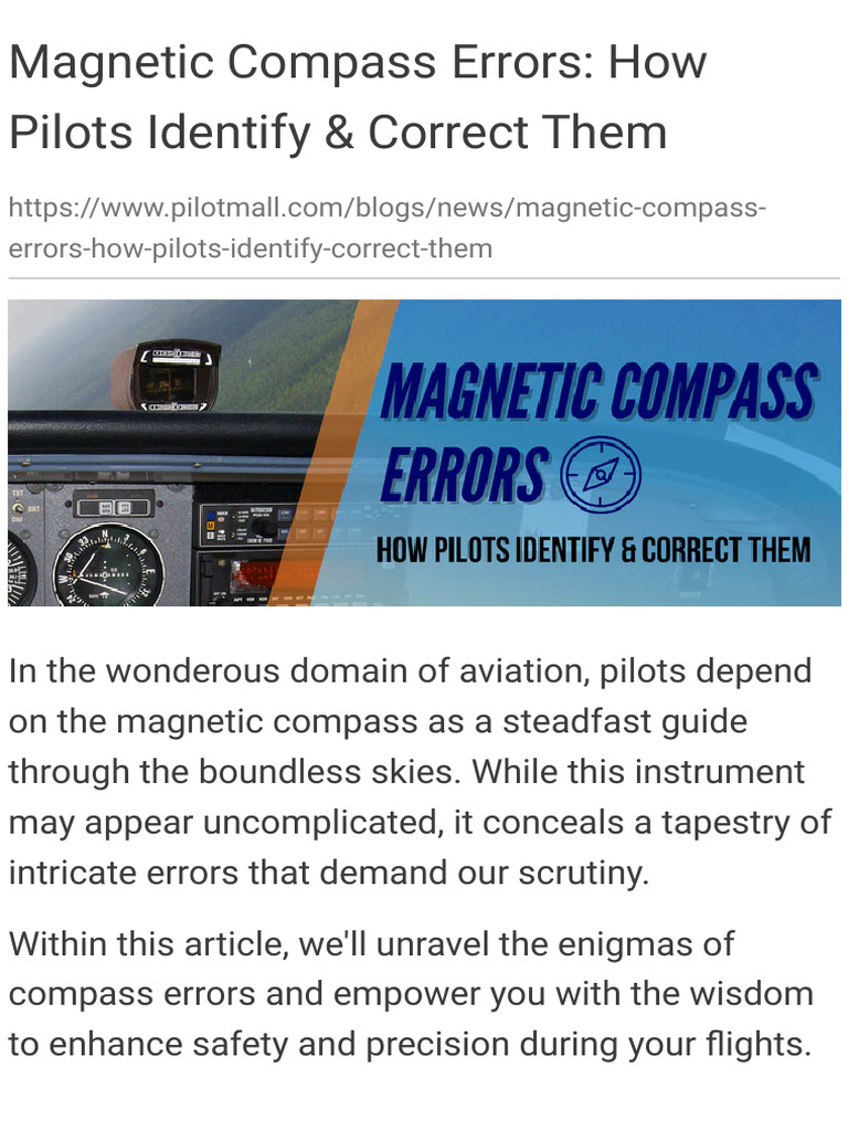 Magnetic Compass Errors How Pilots Identify & Cor | PDF | Compass | Electromagnetism