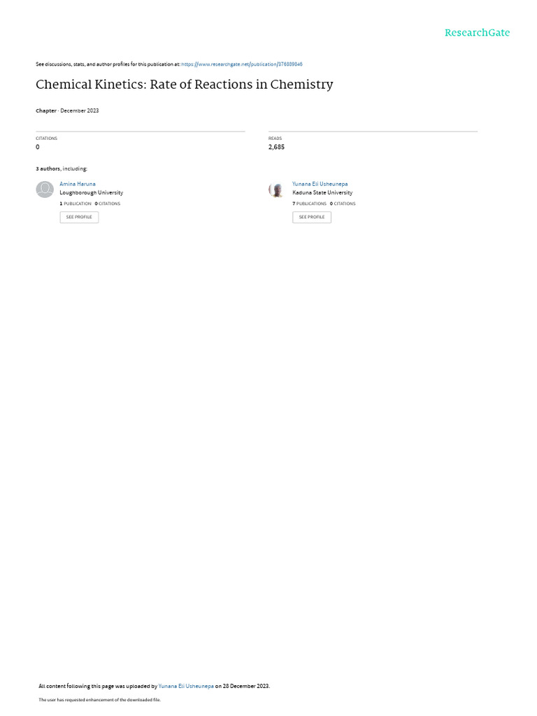 Chemical Kinetics: Rate of Reactions in Chemistry: December 2023 | PDF ...