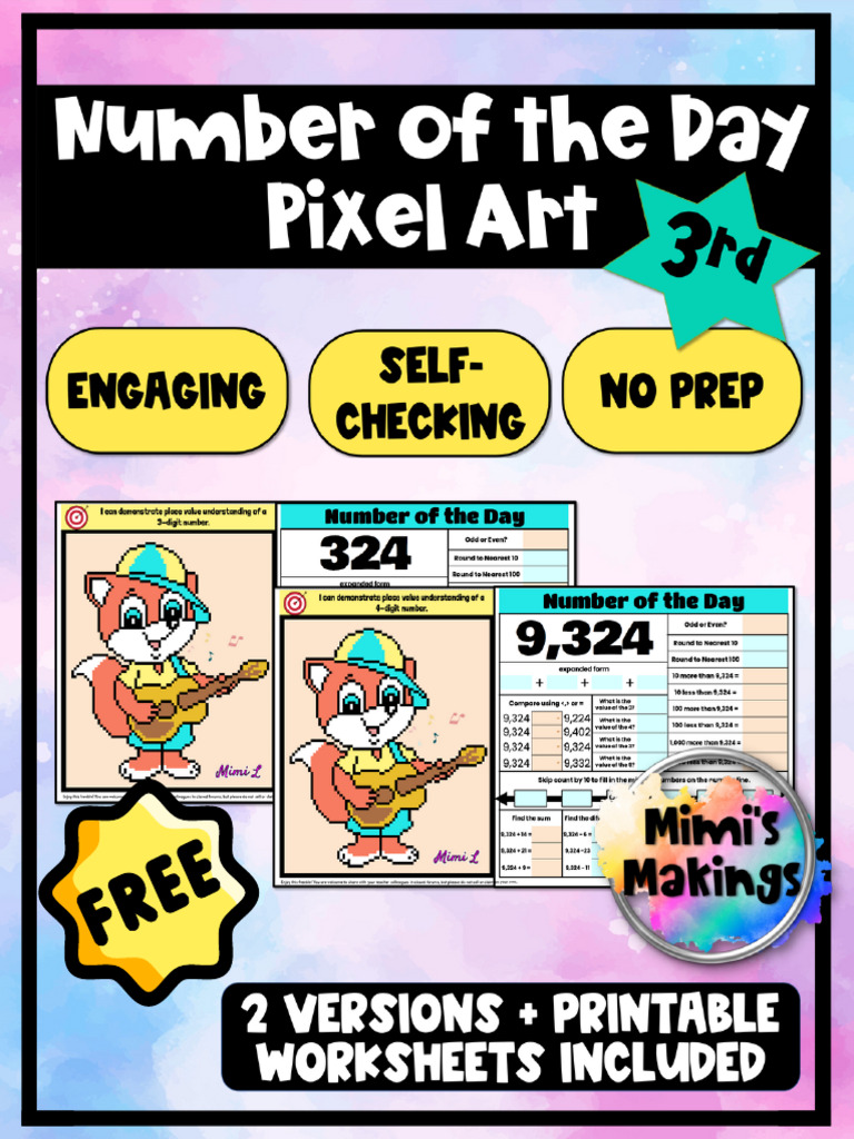 FREE2nd3rdPlaceValueDifferentiatedNumberoftheDayPixelArtActivity 1 ...